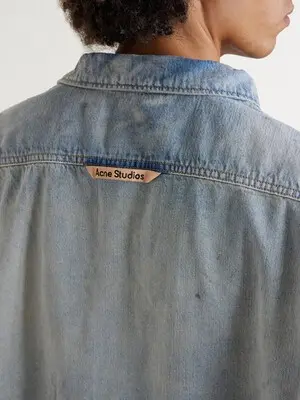 Acne Studios Paint-splattered Distressed Denim Shirt