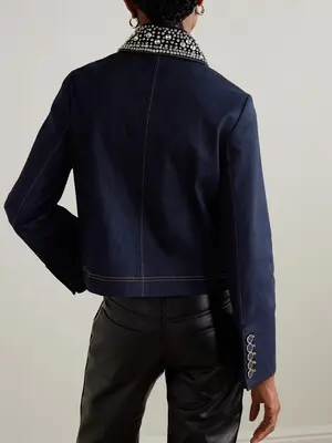 Veronica Beard Barrington Crystal-embellished Denim Jacket - Blue