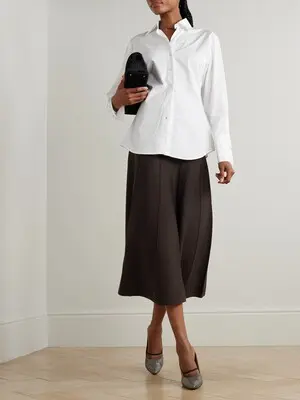 TWP Willow Paneled Ribbed Wool-blend Midi Skirt