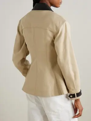 Veronica Beard Talla Leather-trimmed Cotton Jacket - Neutrals