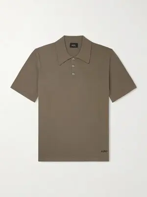 A.p.c. Logo-intarsia Cotton Polo Shirt - Green