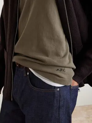 A.p.c. Logo-intarsia Cotton Polo Shirt - Green