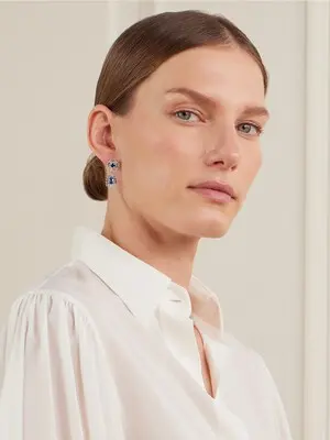 SUZANNE KALAN 18-karat White Gold, Sapphire And Diamond Earrings