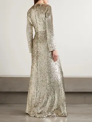 Simkhai Beatrice Sequined Tulle Gown - Gold