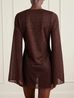 Oseree Lumière Embellished Metallic Stretch-knit Kaftan
