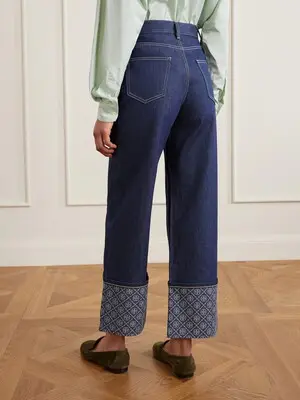 Tory Burch Printed High-rise Straight-leg Jeans - Blue