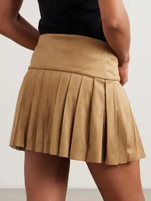Norma Kamali Pleated Brushed Mini Skirt - Brown