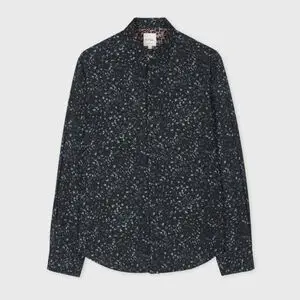 Paul Smith Slim-fit Navy 'leopard' Concealed-placket Shirt