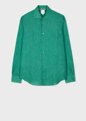 Paul Smith Slim-fit Green Linen Shirt