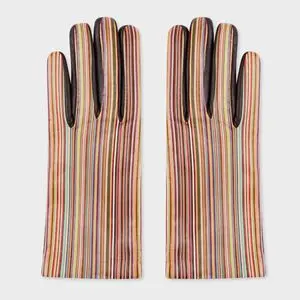 Paul Smith Signature Stripe Leather Gloves - Multicolour