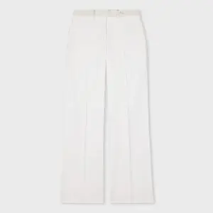 Paul Smith Ivory Wool-blend Wide-leg Trousers