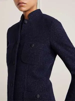 LIBEROWE Raja Metallic Wool-blend Bouclé-tweed Jacket - Navy