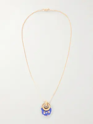 Maison Mayle Niki Drop Gold-plated And Enamel Necklace - Blue