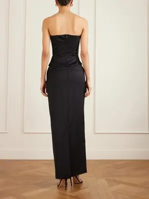 Magda Butrym Ruffled Wool And Silk-blend Corset Top - Black
