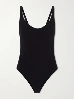 Lisa Marie Fernandez Marilyn Stretch-seersucker Swimsuit - Black