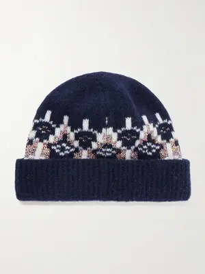 Loewe Fair Isle Wool-blend Beanie - Blue