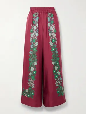 La DoubleJ Palazzo Printed Silk Wide-leg Pants