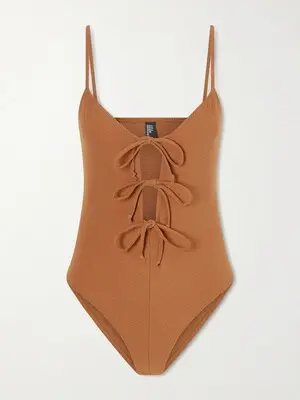 Lisa Marie Fernandez Tie-front Cutout Swimsuit - Brown