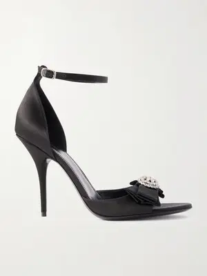 Balenciaga Avenue Palazzo Crystal-embellished Satin Sandals - Black