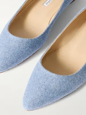 Manolo Blahnik Tweed Ballerina Flats - Blue