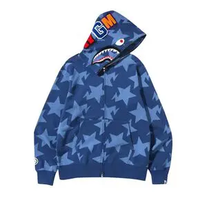 A BATHING APE Sta Pattern Shark Full Zip Hoodie - Blue