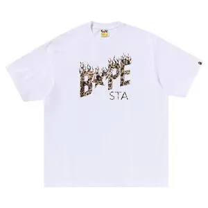 A BATHING APE Wild Leopard Pattern Relaxed Fit Tee - White