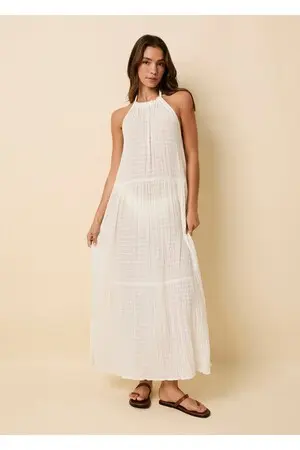 Solid & Striped Kai Dress Smocked Optic - White