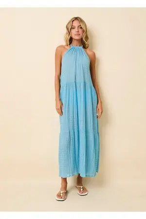 Solid & Striped Kai Dress Smocked Ocean Mist - Blue