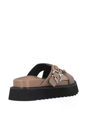 Pinko Buckled Leather Platform Sandals