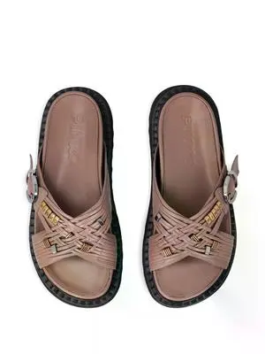 Pinko Buckled Leather Platform Sandals