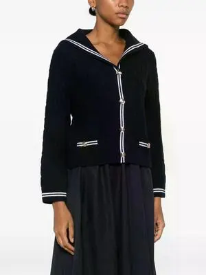 Maje Cable-knit Sailor Collar Cardigan