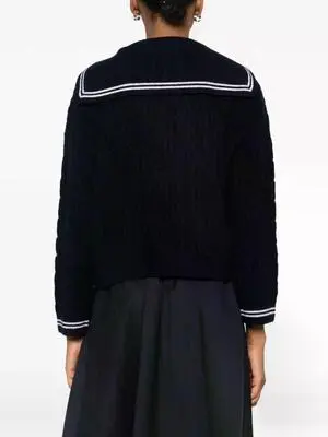 Maje Cable-knit Sailor Collar Cardigan