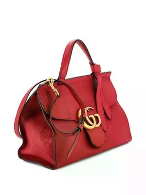 Gucci Gg Marmont Top Handle Bag Leather Small Satchel - Red
