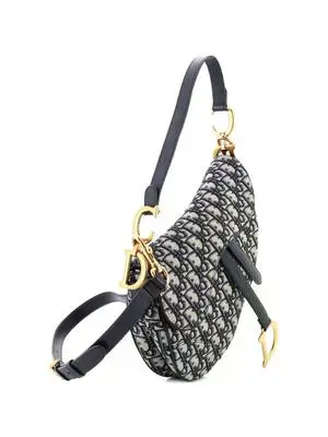Dior Saddle Handbag With Strap Oblique Canvas Medium Shoulder Bag - Blue