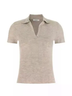 Max Mara Mxmalbero Ribbed V-neck Polo Shirt - Neutrals