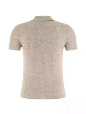 Max Mara Mxmalbero Ribbed V-neck Polo Shirt - Neutrals