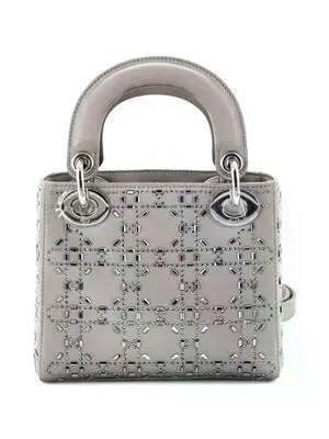 Dior Lady Mini Satchel Crystal Embellished - Grey