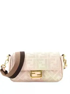 Fendi Zucca Embroidered Canvas Baguette Nm Bag - Neutrals