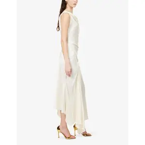 Victoria Beckham Satin Midi Dress With Twisted-shoulder