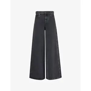 7 For All Mankind Marie Studs Wide-leg Denim Jeans