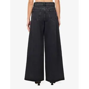 7 For All Mankind Marie Studs Wide-leg Denim Jeans