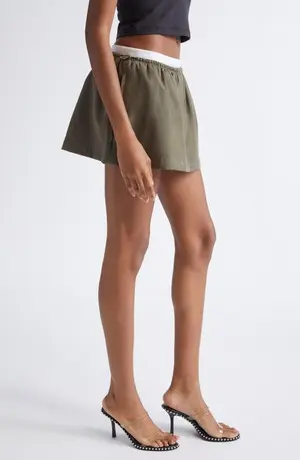 Alexander Wang Logo Elastic Cotton Twill Miniskirt