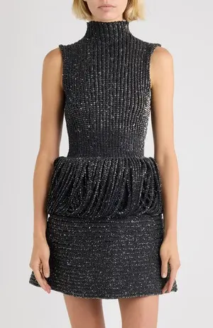 Alaïa Sequin Ribbed Bouclé Knit Sleeveless Top