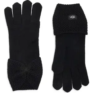 UGG Bow Wool Blend Tech Gloves - Black