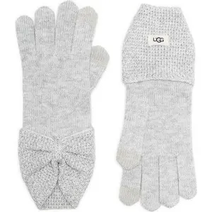 UGG Bow Wool Blend Tech Gloves - Grey Heather