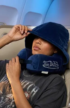 VON DUTCH Eyeconic Hooded Travel Neck Pillow - Navy