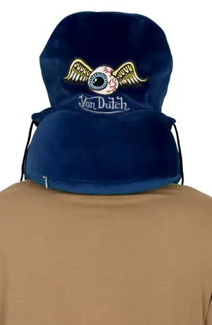 VON DUTCH Eyeconic Hooded Travel Neck Pillow - Navy