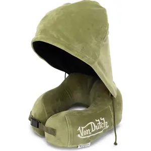 VON DUTCH Eyeconic Hooded Travel Neck Pillow - Olive