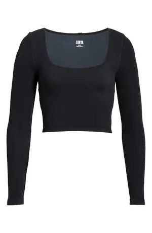 Lunya Seamless Flow Long Sleeve Pajama Top - Immersed Black