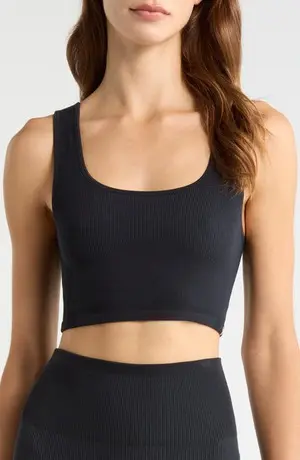 Lunya Seamless Flow Square Neck Bralette - Immersed Black